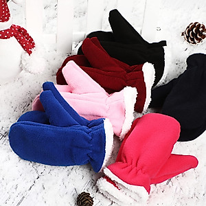 SATINIOR 6 Pairs Polar Toddler Fleece Ski Mittens Gloves Winter Gloves kids Fleece Mittens for boys and girls (Black, Royal Blue, Navy Blue, Rose Red, Wine Red, Pink), Medium