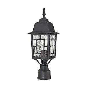 Nuvo 60/4929 Banyan Outdoor Post Lantern Light Fixture with Clear Water Glass, 17.25 x 6.13 Inches, Textured Black