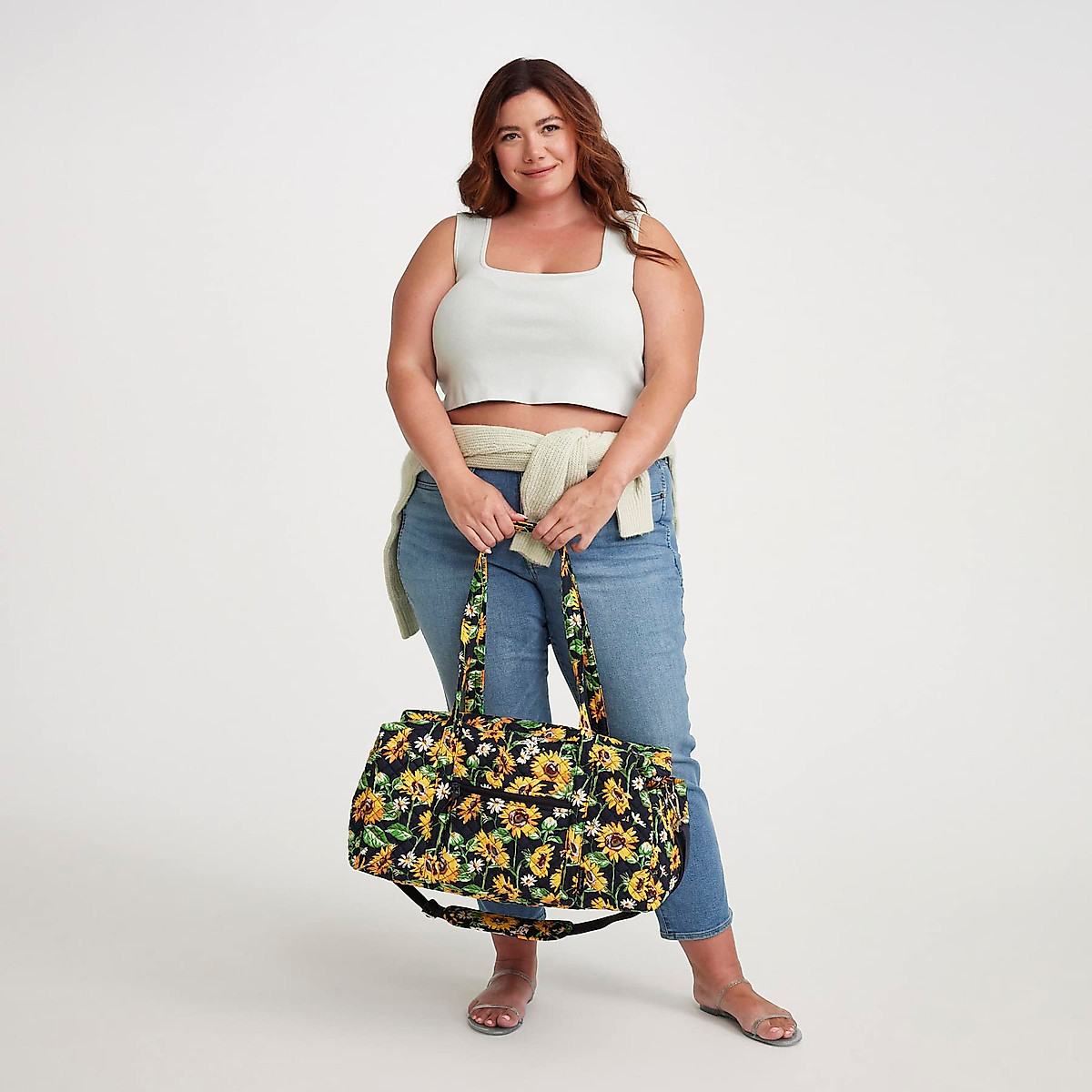 Vera Bradley Women's Medium Travel Duffel Bag, Plaza Tile-Recycled Cotton, One Size