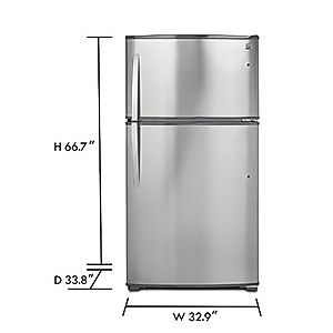 Kenmore Top-Freezer Refrigerator with Ice Maker and 21 Cubic Ft. Total Capacity, Stainless Steel