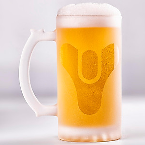Tricorn Sandblasted Glass Beer Stein, 17 oz, Frozen Glass, Gift For Him, Gamer Gifts, Personalized Beer Mug Glass, Geek Groomsmen Gift, Gift Ideas For Men, Gift For Daddy