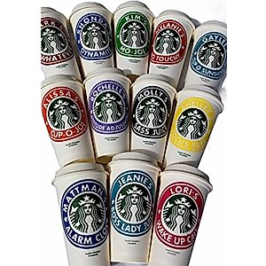 Personalized Authentic SB Reusable Coffee Cup 16 Ounces with Lid - Variety of Colors Available - Ships Free - BPA Free Plastic
