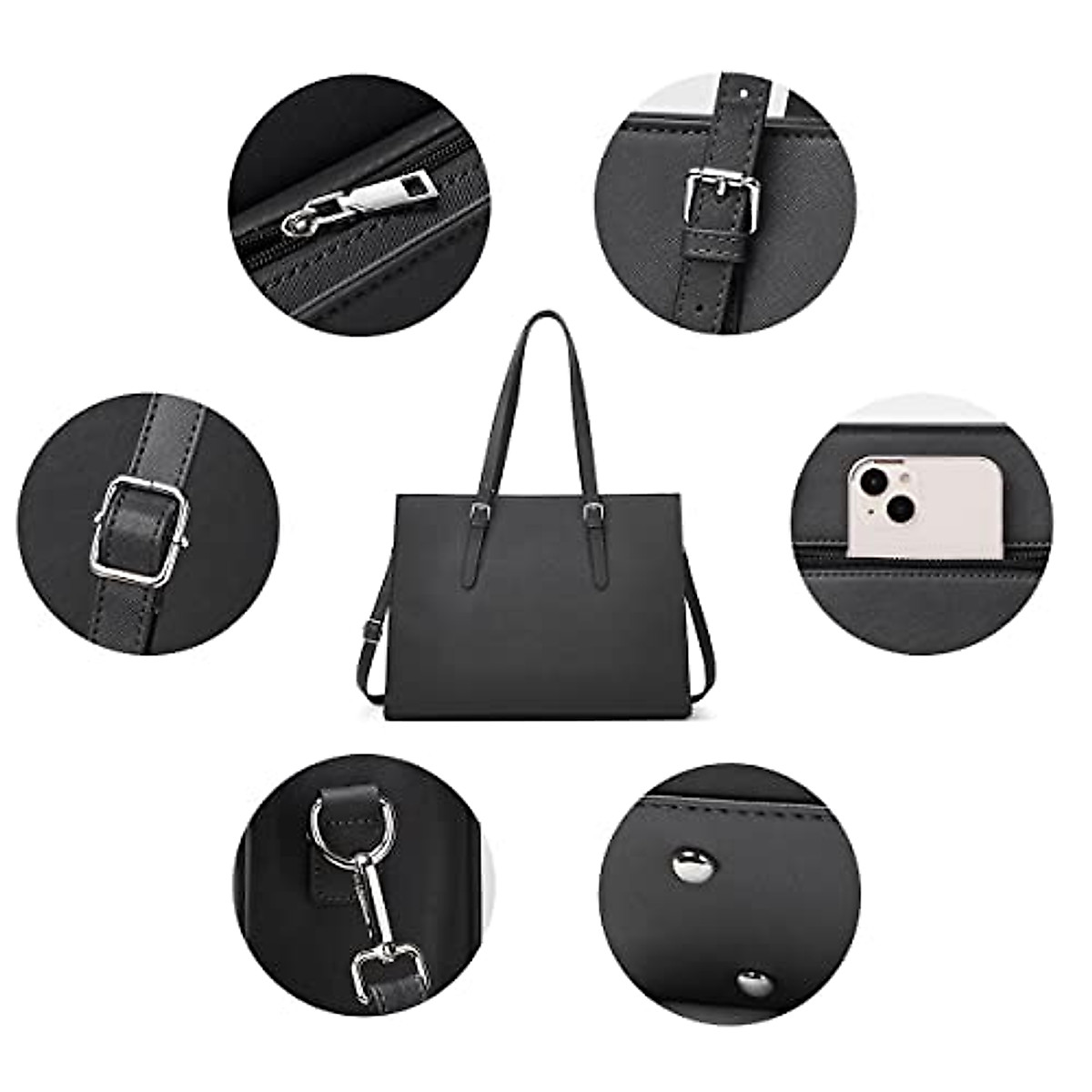 Laptop Bag for Women 15.6 inch Laptop Tote Bag Leather Classy Computer Briefcase Work Waterproof Handbag Professional Shoulder Bag Womens Business Office Large Capacity Bag Purse 2pcs