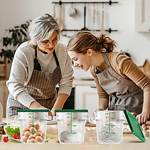 FeyBuosk 4 pcs 4qt Food Storage Containers with Lid, Square Clear Commercial Food Storage Containers with Handle and Scale for Food Storage in Home Kitchen & Dining (Green)