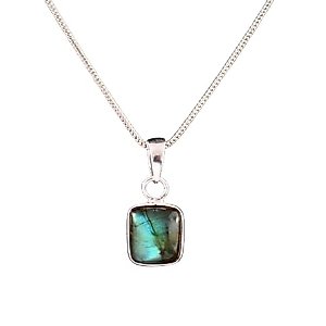 Natural Square Blue Fire labradorite Pendant 925 Sterling Silver Gemstone jewelry November Birthstone Pendant