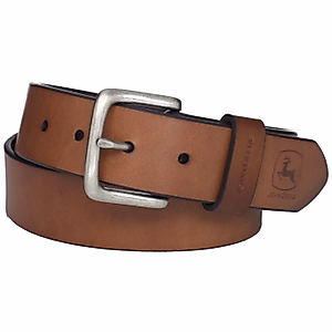 John Deere Men's Bridle Leather Belt, Brown, 34