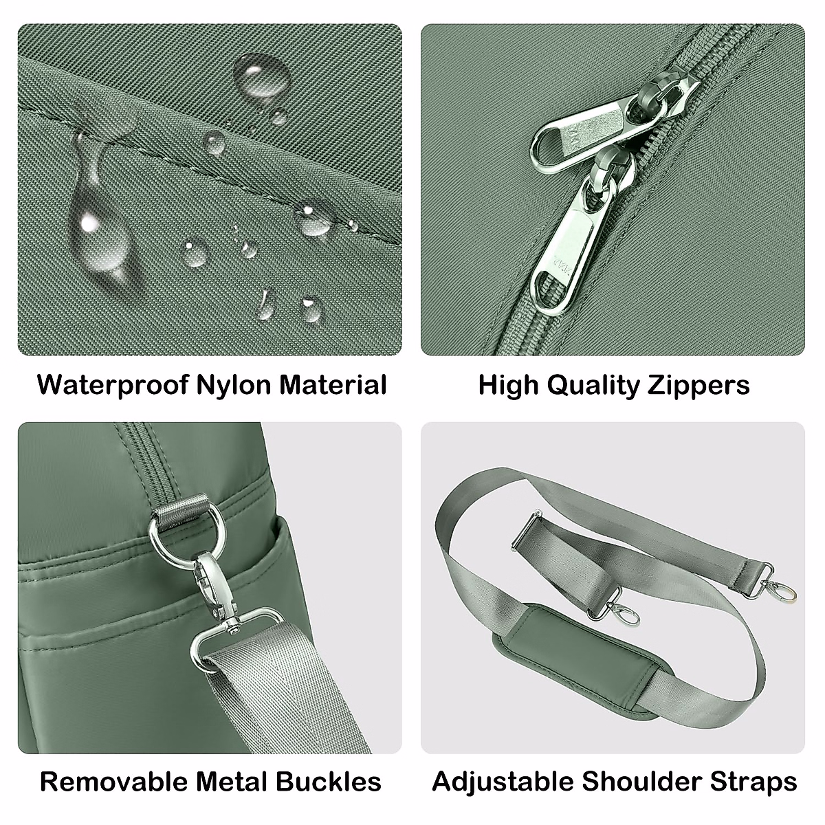 LONG VACATION Women's Travel Duffel Bag with Toiletry Bag, Sports Gym Bag Weekendeer Carry-on Tote with Shoe Compartment and Wet Pocket, Yoga Bag Fit 15.6inch Laptop (OLIVE GREEN, 18-inch)