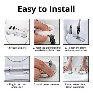 Generic Soft Close Toilet Seat, Toilet Seat with Quick Release for Easy Clean, Oval Shape Toilet Seat for Standard Size, Universal and Durable Toilet Seats, Toilet Seat with Adjustable Hinges, White