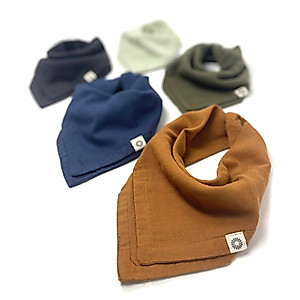 Indi Baby Bandana Bibs for Boys & Girls, GOTS Certified Organic Bibs, 4-Way Reversible Baby Drool Bibs, 100% Organic Cotton Muslin Bibs 5-Pk