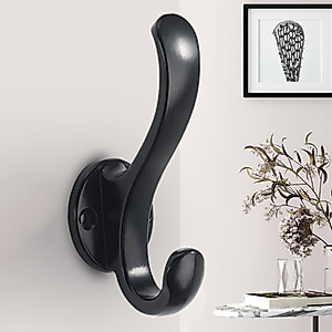 Coat Hook Wall Mounted - Heavy Duty, Stainless Steel, Space Saving, Metal Coat Hook with Screws, Wall Hook for Coat Hat Towel Purse Handbag Robes Mudroom Bathroom Entryway Black