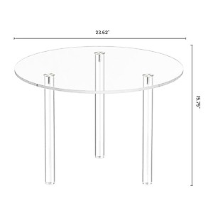 GOIOOIA Acrylic Coffee Table Round - 23.62" D X 23.62" W X 15.75" H Clear Coffee Table for Small Living Room Office Apartment Reception Room Modern Waterproof Sturdy Anti-Corrosion