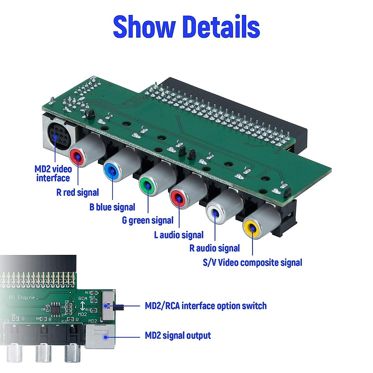 Mcbazel RGBS Video Booster Audio Converter Signal Output PCB Board for NEC PCE PC Engine Grafx