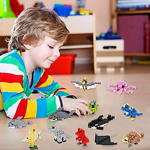 Jellydog Toy Mini Building Blocks, 12 in 1 Dinosaurs Blocks, Ocean Building Sets,Party Favors for Kids, Assorted Mini Animals Building Blocks Sets for Goodie Bags,Prize,Cake Topper…