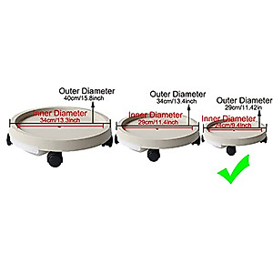 auons Plant Stand with Wheels, Rolling Plant Caddy Plant Dolly, Plastic Plant Roller Base, Movable Plant Tray with Wheels, Planter Trolley for Indoor Outdoor Potted Plants, Beige, 11.42in