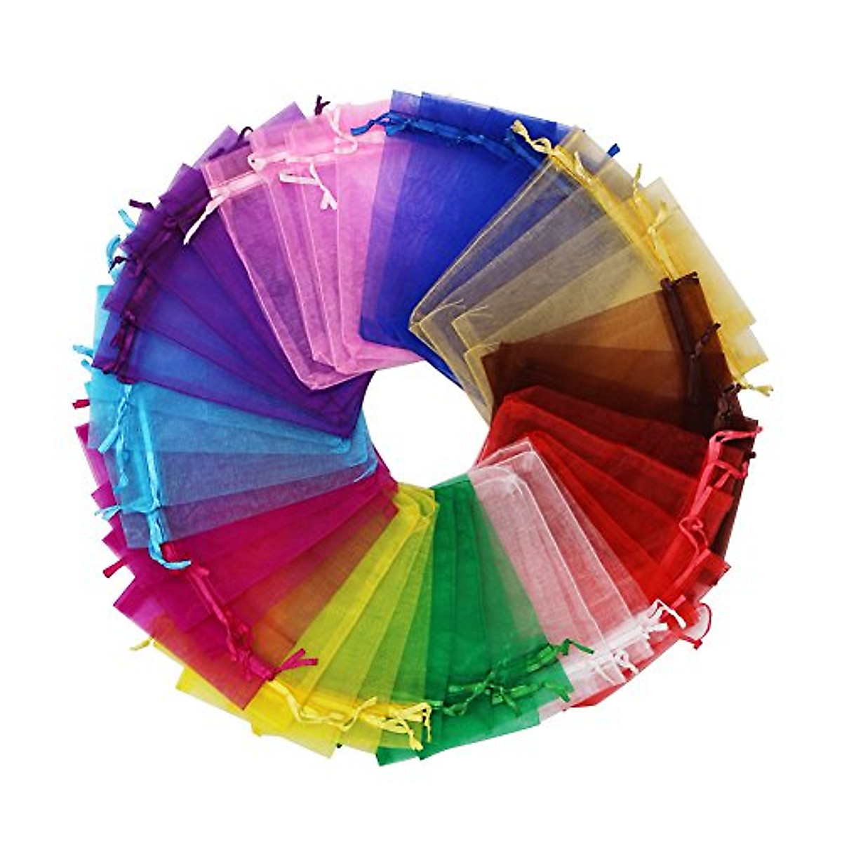 SumDirect 110Pcs 4x6 inches Mixed Color Sheer Drawstring Organza Jewelry Pouches Wedding Party Christmas Favor Gift Bags