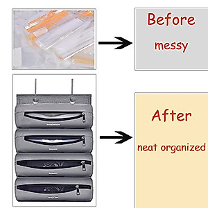 Ziplock Bag Organizer Compatible with Ziploc Gallon, Quart, Sandwich & Snack Food Storage Bag, Kitchen Plastic Bag Storage Organizer for Kitchen RV Camper (Grey)