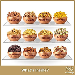 Easter Mixed Nuts Gift Basket in Reusable Wooden Tray + Heart Ribbon (12 Assortments) Gourmet Food Bouquet Arrangement Platter, Birthday Care Package, Healthy Kosher Snack Box, Adults Men Women