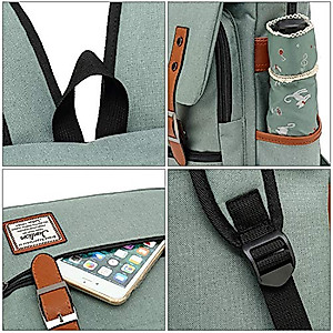 Junlion Unisex Business Laptop Backpack College Student School Bag Travel Rucksack Daypack with USB Charging Port Green