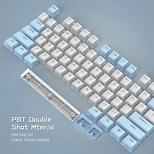 Womier Pudding Keycaps - PBT Keycaps, Shine Through Keycaps, 165 Keys Keycaps Set, Custom Keycaps for 61/68/84/87/82/100 Cherry Gateron MX Switches Mechanical Keyboard, Blue/White