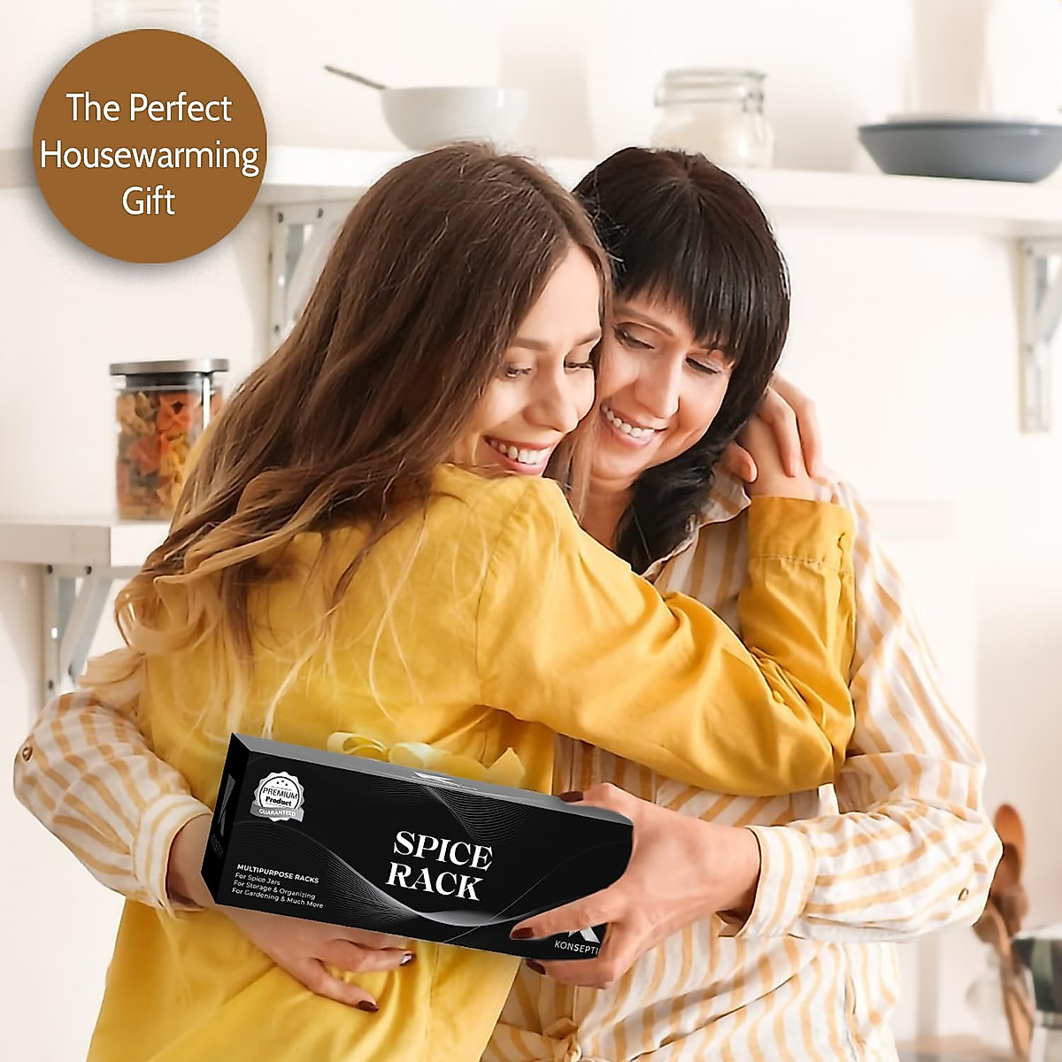 Konseptify Spice Rack Wall Mount, 4 Tier – Rust & Water Resistant Hanging Spice Rack with Screws - 15x2.6x5.5” – Wall Spice Rack Organizes Jars & Bottles in Kitchen, Cabinet, Cupboard & Pantry Door