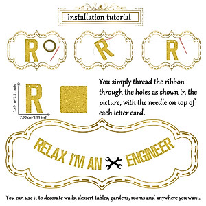 Relax I'm An Engineer Banner, Engineer Graduation Banner, Congrats Engineer Graduation Party Decorations, 2024 Engineer Degree Graduation Party Decor Supplies Gold Glitter