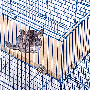 ROZKITCH 5 PCS Hamster Platform, Squirrel Gerbil Chinchilla Dwarf L-Shaped Pedal Natural Wood Activity Playground, Parrot Round Standing Board*2, Bird Perch Cage Toy*2, Play Gym Tray Cage Accessories