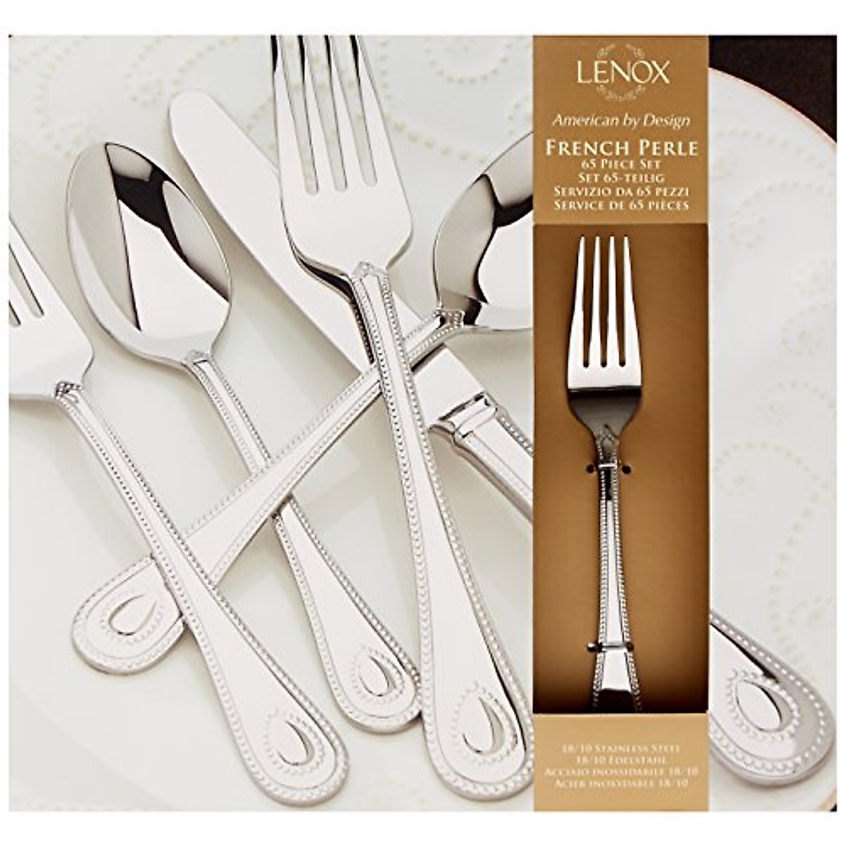 Lenox 829739 French Perle Flatware Set, 11.30 LB, 65-Piece