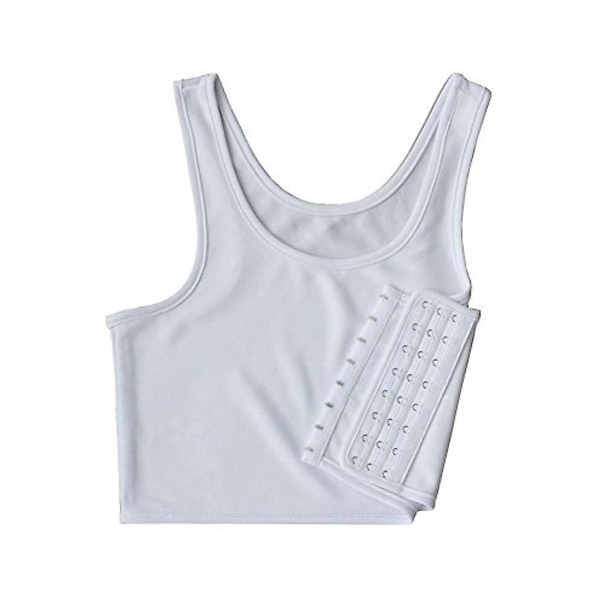 Sunshop Women Hook Vest Top Lesbian Chest Tomboy Slim Fit Straps Tank Sports Bra Chest Binders (Large, White)