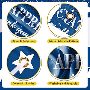 We Appreciate You Decorations Blue Silver Appreciate You Banner with 18 pcs Balloons Thank You Yard Sign for Teacher Employee Staff Poaster Doctors Nurse Volunteer Appreciation Week Party Decor