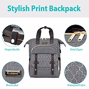 Travel Backpack for Women, Large Wide Open Womens Backpack for Work, Water Resistant Collage School Backpack with USB Port, 15.6 Inch Bookbag Computer Bag for Doctor Teacher Student Nurse, Grey