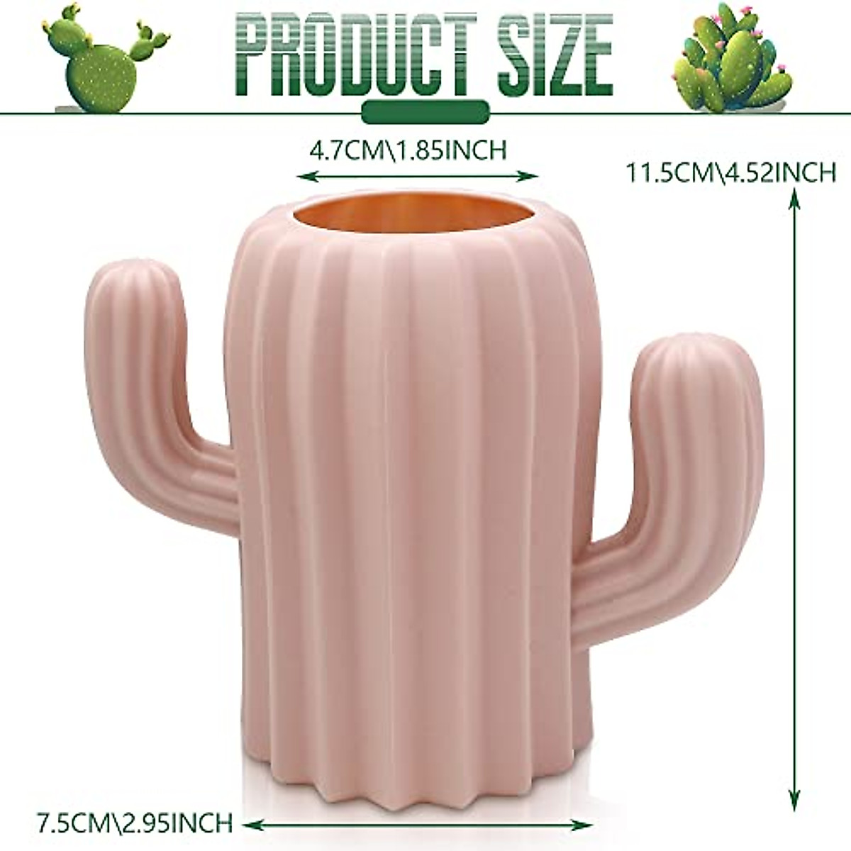 LeonBach 3 Pack Cactus Cute Pencil Holders, Pen Cup Cactus Storage Containers Cactus Office Decor Desk Accessories, Pink & White & Green