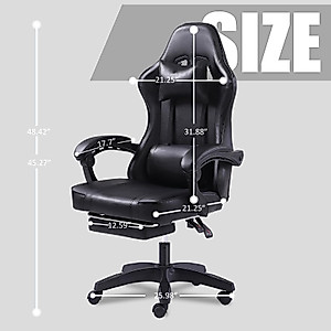 Ergonomic Office Chair, Home Office Desk Chairs with Wheels and Plastic Legs, High Back Computer Chair Rolling Chair with Adjustable Headrest (Black, Linkage Armrest)