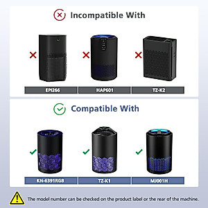 2 Pack TZ-K1 True HEPA Replacement Filter Compatible with FreAire KN6391, Compatible with ToLife TZ-K1, Compatible with MK-01 MK-06, 3-in-1 H13 HEPA Filter Replacement for Smoke Pollen, Black