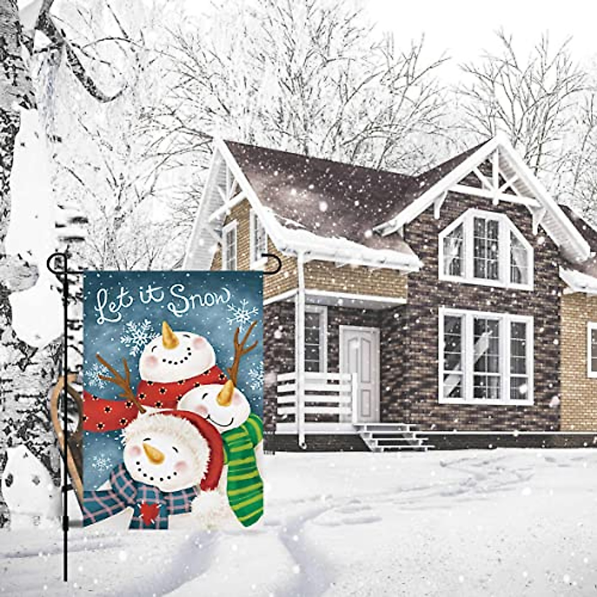 CVHOMEDECO. Double Sided Premium Christmas Snowman Garden Flag Snowmans Snowflake Decorative Flags for Yard Lawn Outdoor Decor, Weather Resistant Double Stitched, 12.5 x 18 Inch