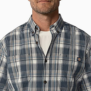 Dickies Men's Short Sleeve Woven Shirt, Airforce Blue HIGH Plains Plaid
