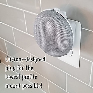 The Nest Mini Easy Genie Mount 2nd Gen 2019: The Simplest and Cleanest Outlet Wall Mount Hanger Stand for New Google Nest Mini - No Cord Wrapping Required - Designed in USA (White)