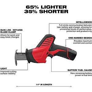 Power Tool Combo Kits,For Milwaukee Tools Combo Kit Milwaukee 2498-25 M12 12v Cordless Lithium-Ion Compact 5 Tool Combo Kit,Drill Driver,Impact Driver,Ratchet,Hackzall, Led Work Light