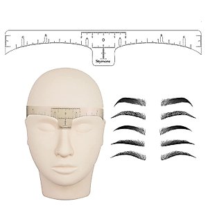 Skymore Eyebrow Ruler, 100Pcs Eyebrow Stencil Microblading Ruler, Disposable Eyebrow Template Eyebrow Ruler Sticker, Eyebrow Shape Kit for Microblading Supplies, 3 Minutes Makeup Tools For Eyebrow