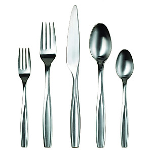 Gourmet Settings 20-Piece Silverware Beam Collection Matte Stainless Steel Flatware Sets, Service for 4, Kitchen Cutlery Utensil Knife/Fork/Spoons, Dishwasher Safe