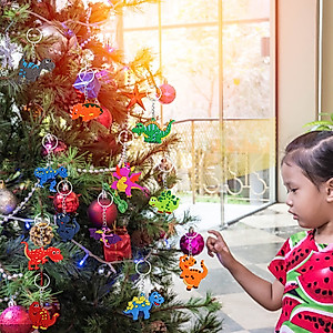 Ynaize 12Pcs Cute Dinosaur Keyring Keychain Pendant for Kids Party Bag Filler Backpack Decor Hanging Ornament Dinosaur Party Supplies Favors Christmas Gifts