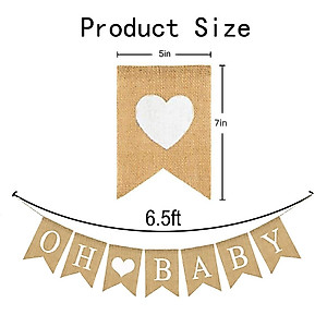 Prestrung Oh Baby Burlap Banner Sign - Baby Shower Decorations - Neutral Gender Reveal Party Decor for Girl Boy