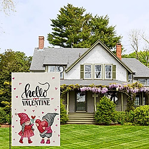 BOTB LIHM Happy Valentines Day Garden Flag Love Gnomes Decor Cute Retro Garden Yard Decorations 12×18 Inch Outdoor Yard Flag Vertical Double Sided