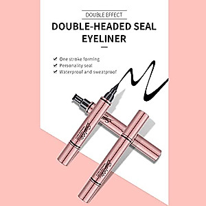 Eyeliner Stamp - Winged Eyeliner Stamp for All Eye Shapes, Easy Cat Eye Stencil Makeup Tool, SmudgeProof & Waterproof Liquid Eye liner Pen, Winged Stamp (10MM, Black)