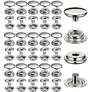 240 Pieces Stainless Steel Snap Fastener, BetterJonny 15mm Heavy Duty Snap Button Press Stud Cap for Marine Boat Canvas Bag Leather DIY Craft