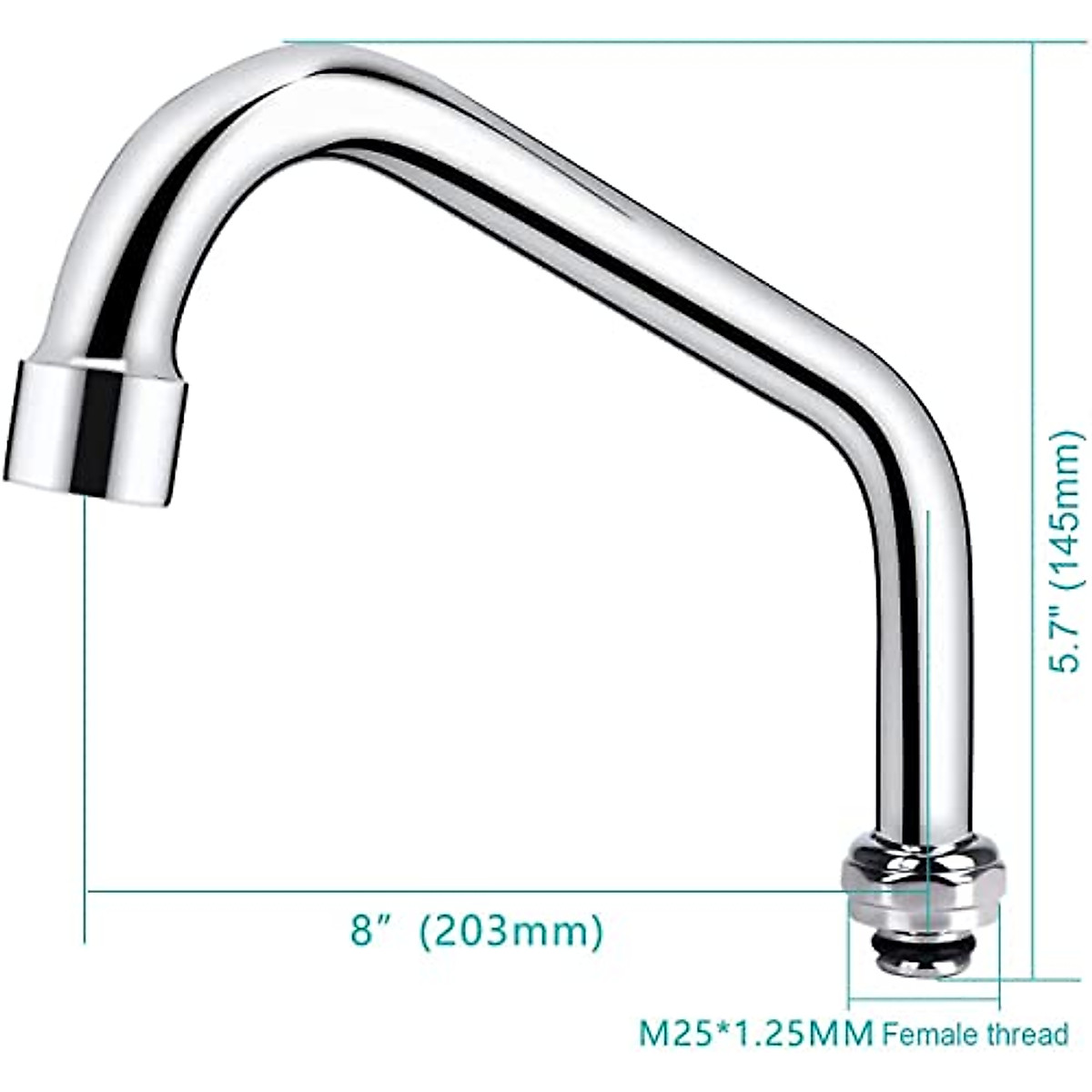 COOLWEST Swivel Spout Replacement Kit for Commercial Kitchen Sink Faucet 8 Inch Short Swing Spouts with 2.2 GPM Aerator Chrome Finish