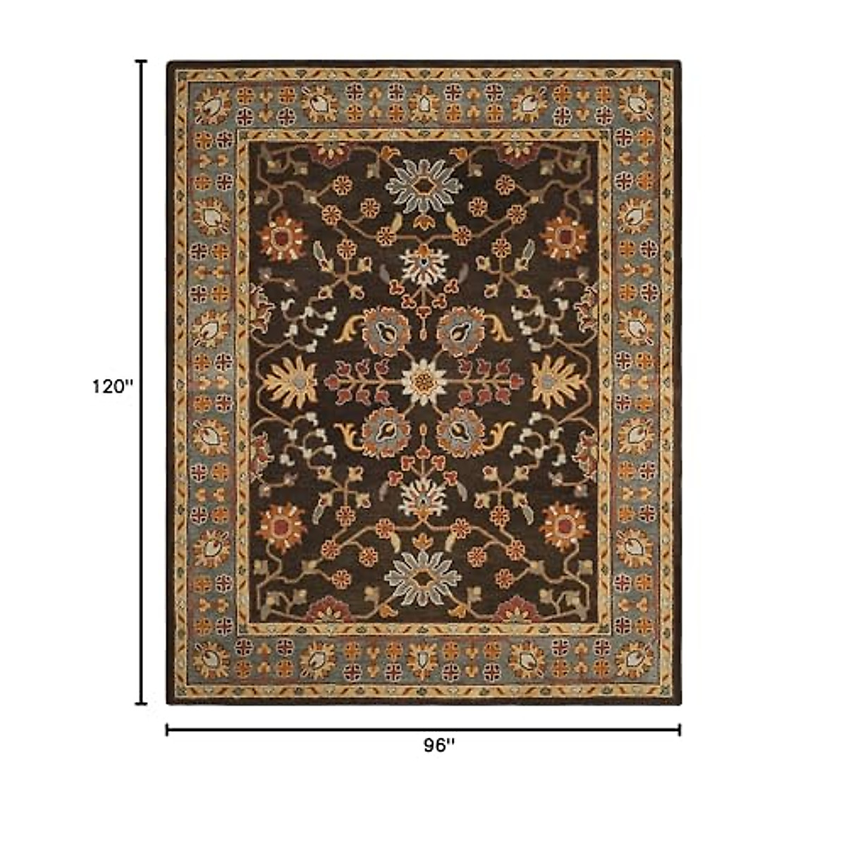 SAFAVIEH Heritage Collection 8' x 10' Charcoal / Blue HG405A Handmade Traditional Oriental Premium Wool Area Rug