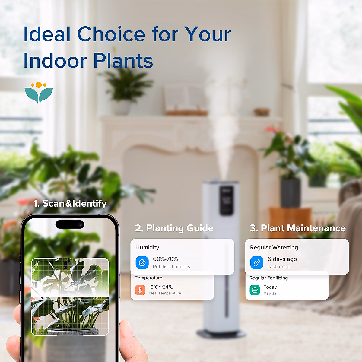 LEVOIT OasisMist 1000S (10L) Smart Humidifier for Home Large Room Bedroom, Last 100 Hours Suitable for Indoor Plant, Cover up to 600ft², Easy Top Fill, Remoter & Voice Control, Auto Mode, Quiet, White