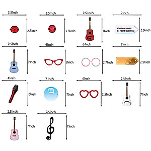 34 Pcs Party Photo Booth, Boys and Girls Party Decorations, Birthday Party Favors, Birthday Music Lyrics Photo Booth Props for Girls Party, Music Lover Photo Booth Props