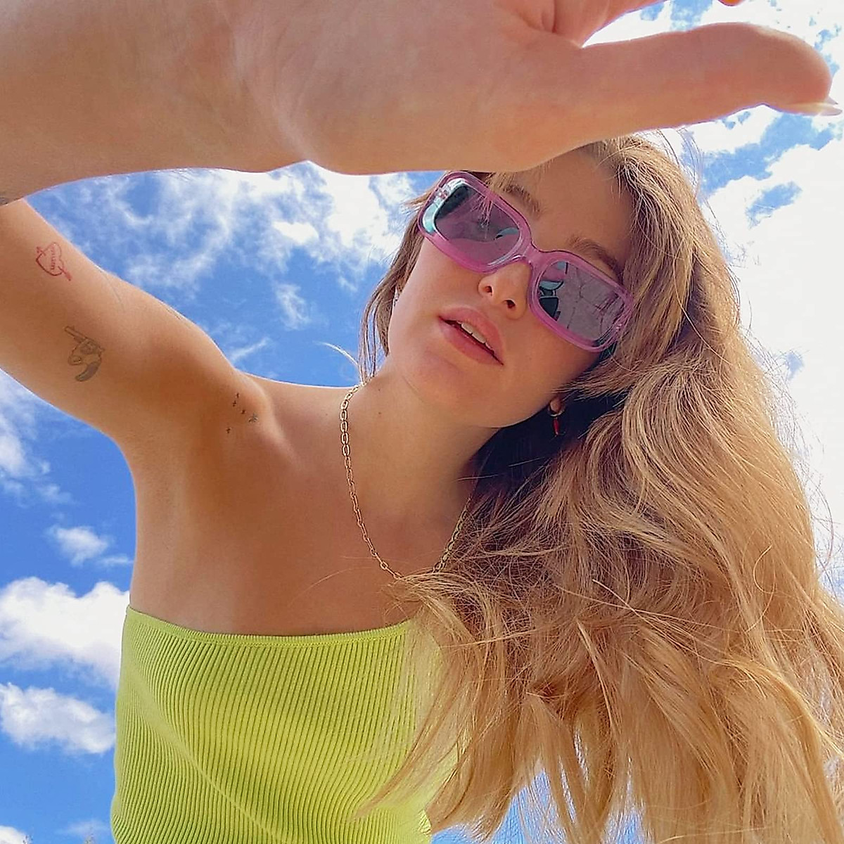 SUNOVELTIES 10 Rectangle Sunglasses for Women Retro 90s Glasses Small Narrow Square Frame Sunnies Eyewear Unisex