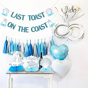 Last Toast On The Coast Party Decorations Coastal Bachelorette Honeycomb Centerpieces Blue Nautical Bachelorette Party supplies with Wine Cup Diamond Ring Shells Starfish for Bridal Shower